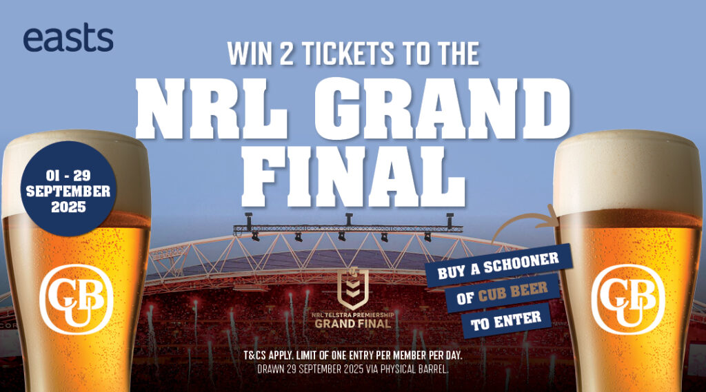 Win 2 Tickets to the NRL Grand Final - Easts Bondi Junction